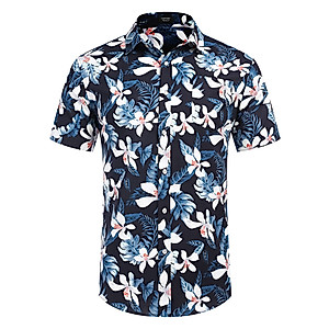 COOFANDY Mens Tropical Shirts Short Sleeve Hawaiian Print Shirts Vacation Beachwear