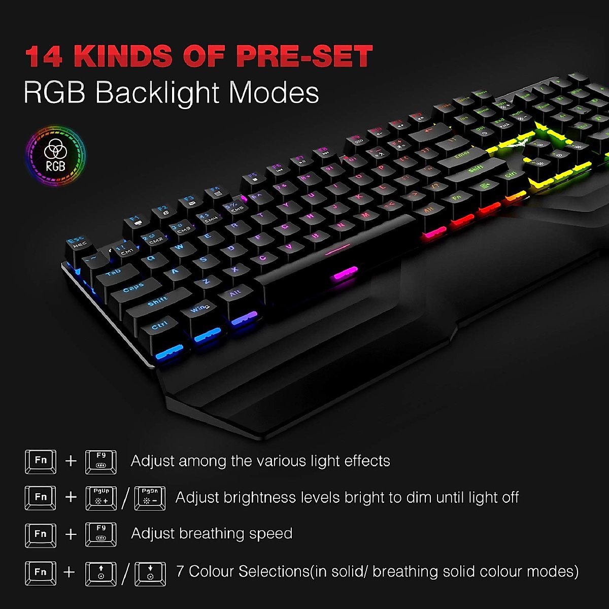 Havit Mechanical Keyboard and Mouse Combo RGB Gaming 104 Keys Blue Switches Wired USB Keyboards with Detachable Wrist Rest, Programmable Mouse, RGB Large Gaming Mouse Pad for PC Gamer Computer Desktop