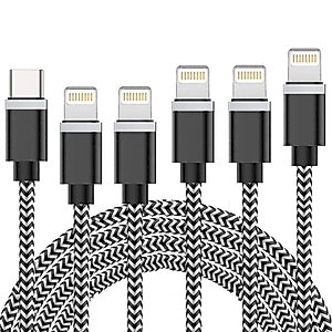 USB C to Lightning Cable iPhone 14 Charger Cable MFi Certified 5 Pack 3ft/6ft/10ft Supports Power Delivery Fast Long Card Data Sync Nylon Braided Compatible iPhone 14/13/12/11/XS/XR/X/8/iPad/iOS