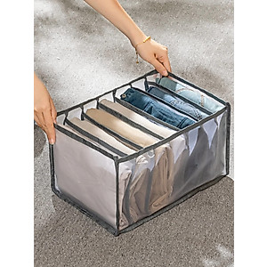 Wardrobe Clothes Organizer（2PCS）- Washable Drawer Dividers for Clothes - Pants, Jeans, T Shirt Organizer for Drawer - Folded Closet Organizers, Mesh Clothes Storage Organizer (GRAY, 1PC-Large)