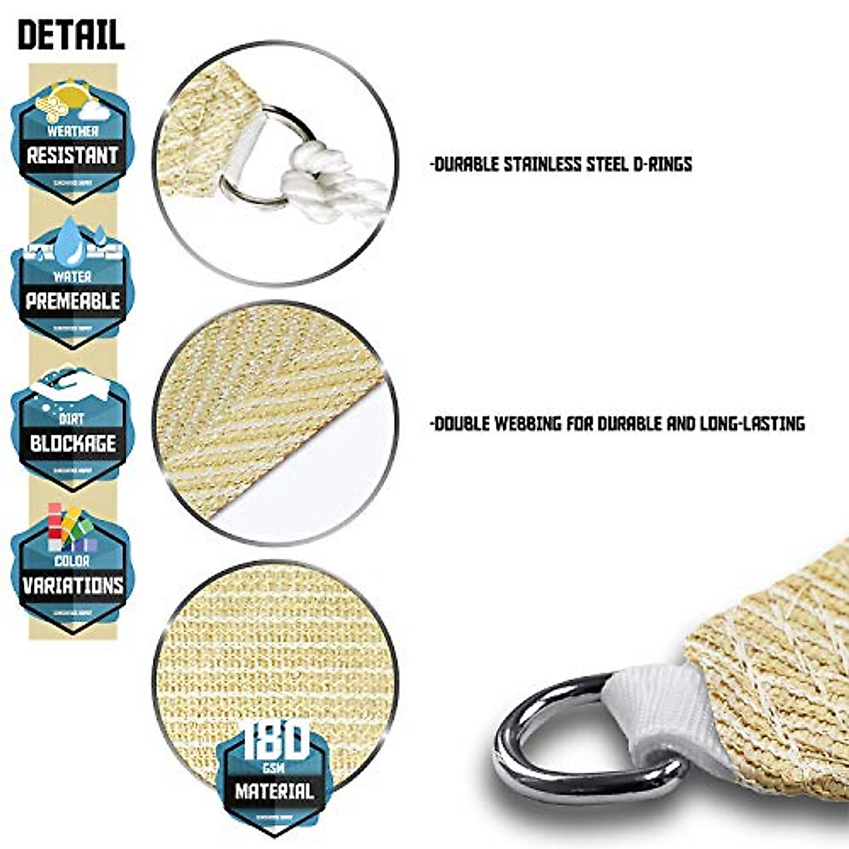 TANG Sunshades Depot Beige 12' x 16' Sun Shade Sail Permeable Canopy Cover Customize Commercial Standard 180 GSM HDPE