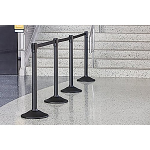 US Weight - U2000 Sentry Stanchion with 6.5 Foot Retractable Belt – Easy Connect Assembly (2-Pack), Black