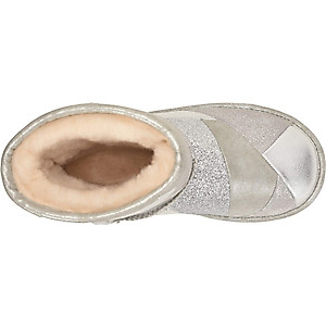 UGG Girls' T Classic Short II Patchwork Fashion Boot, Silver, 7 M US Toddler