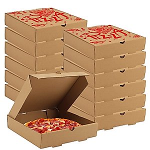 15 Pcs Pizza Boxes, 7.3 x 7.3 x 1.6" Kraft Corrugated Pizza Boxes Cardboard Boxes Take Out Containers Gift Packing Boxes Takeaway Mailing Shipping Storage Boxes for Pizza, Cake, Cookies, Food (Red)