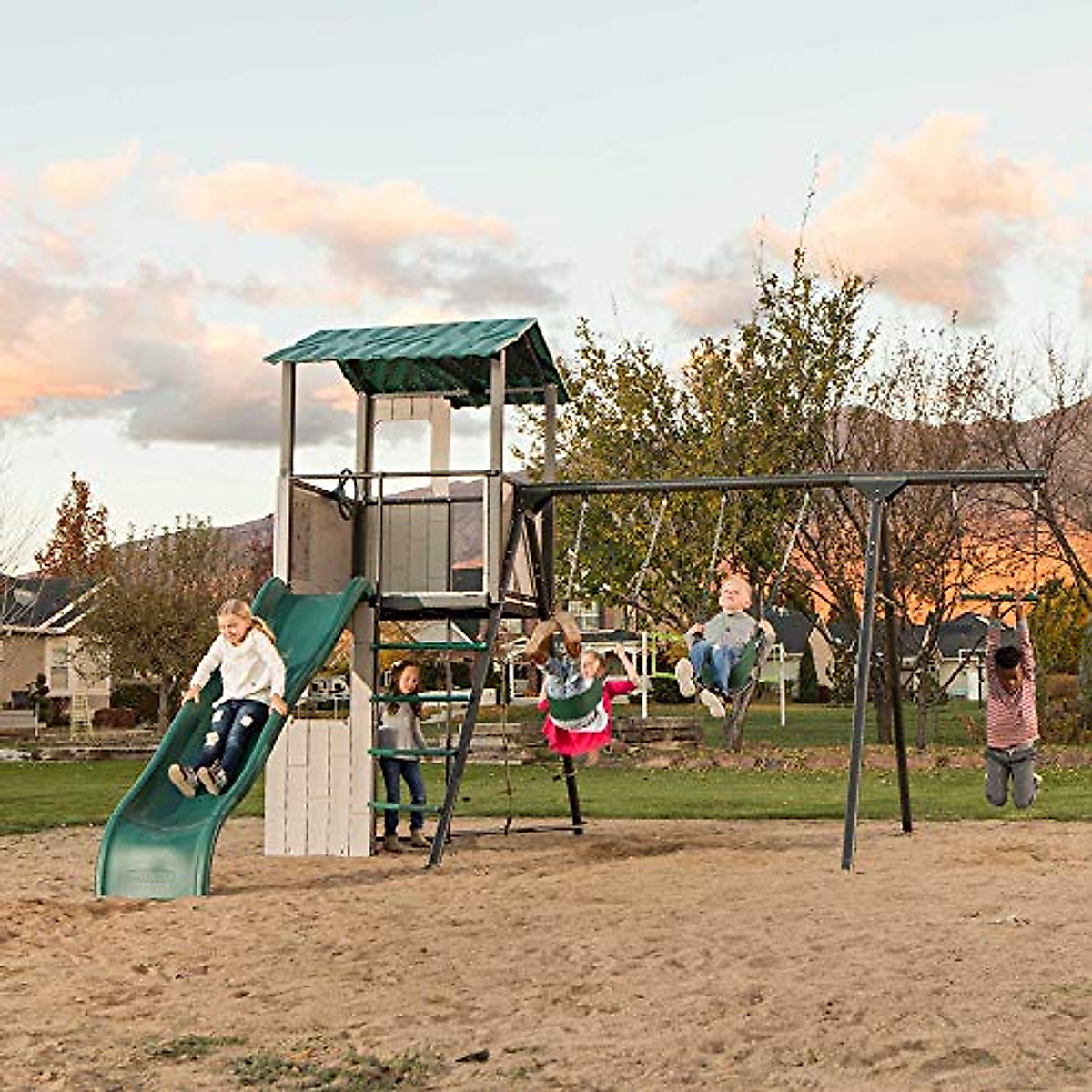 Lifetime 90913 Adventure Clubhouse Swing Set, Brown/Green