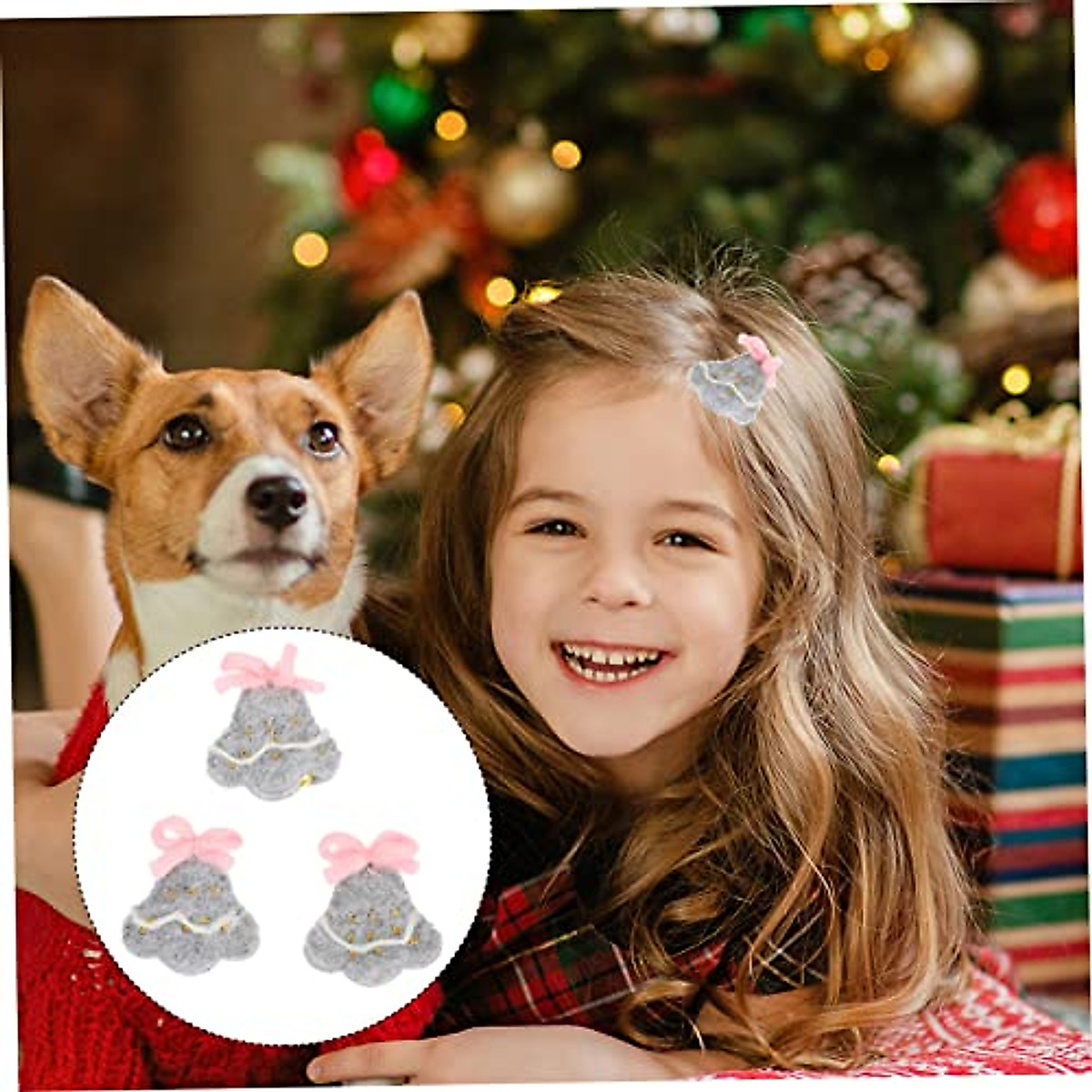 BESTOYARD 3pcs Bell Stickers Christmas Tree Decorations Christmas Ornaments Cute Jeans Wool Felt Christmas Patches DIY Christmas Gifts Scrapbook Accessories Xmas Bell Applique Xmas Decor Set