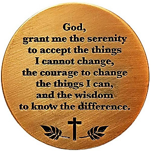 Serenity Prayer and Do Not Be Anxious About Anything, Antique Gold-Color Plated Challenge Coin, Philippians 4:6 Gift