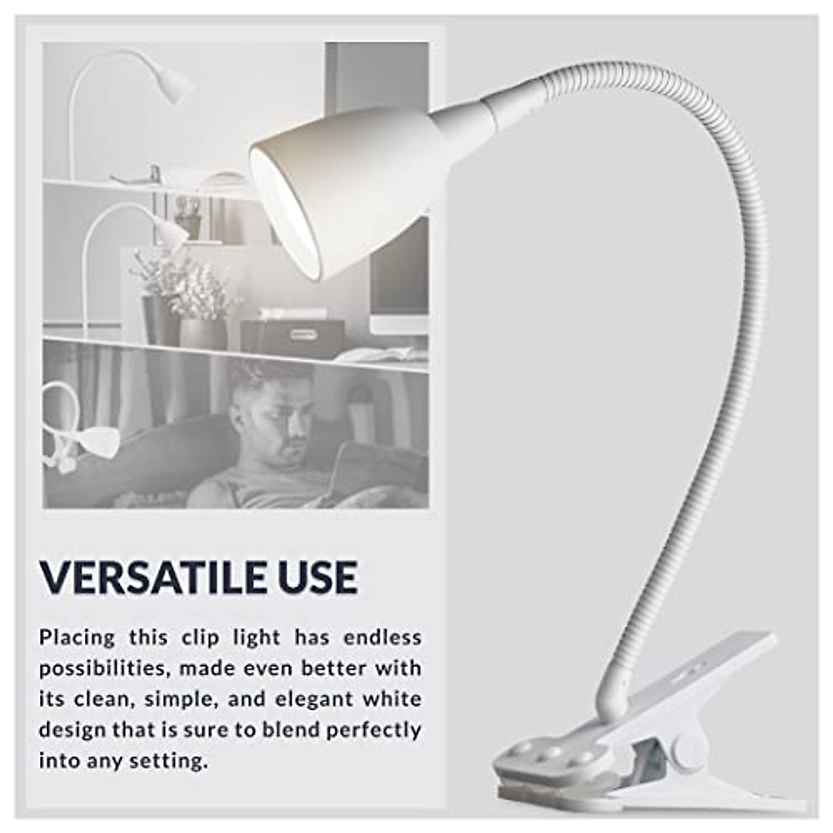 Newhouse Lighting NHCLP-OL-WH Olivia LED Clamp Light Desk Lamp with Flexible Gooseneck, 3 Brightness Levels & 3 Color Modes, White