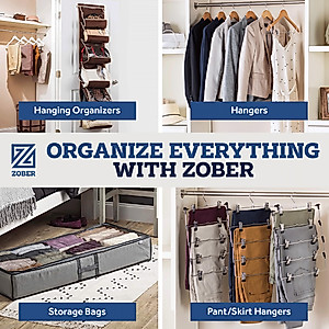 ZOBER Purse Organizer For Closet - Over The Door Purse Organizer W/ 6 Pockets for Easy Purse Storage - Durable Metal Hooks - Purse Rack W/Clear Pockets - Black (2 Pack)