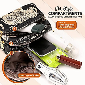 Katloo Small Crossbody Cell Phone Purse for Women Nylon Satchel Wallet Designer Handbags Tote Bag with Top Handle/Detachable Shoulder Strap (Black)