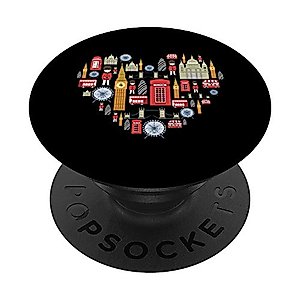 London Icons In Heart - London Souvenir PopSockets Swappable PopGrip