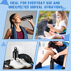 24 Pack Aluminum Water Bottles Bulk 25 oz Black Metal Sport Water Bottles with Carabiner and Twist Cap Reusable Lightweight Leak Proof Sport Bottles Team Pack for Camping Travelling Cycling Climbing