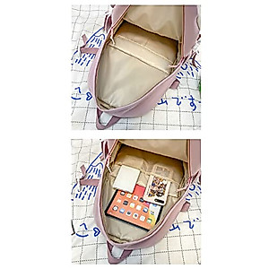 vfdgsaz Cute Kawaii Backpack with cute card plush pendant,Lovely Pastel Rucksack,Aesthetic backpack for girls and teens (black,one size)