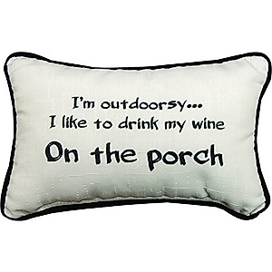 Manual Woodworkers Outdoorsy Drink Wine on Porch 12.5 x 8.5 Inch Woven Decorative Throw Pillow