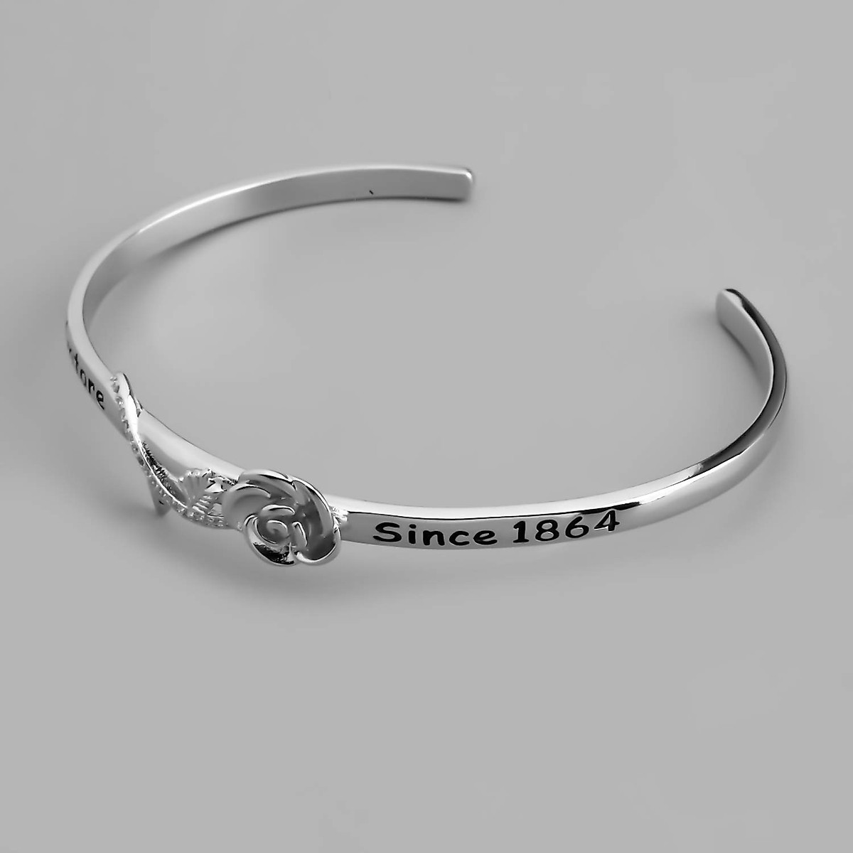 POTIY Vampire Fans Gift Vampire Inspired Jewelry Team Damon Stefan Salvatore Since 1864 Flower Bracelet for Women (Salvatore-Silver)