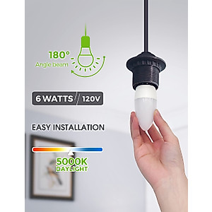 LOHAS E12 LED Candelabra Light Bulbs 60 Watt Equivalent, B10 Chandelier Candle Bulbs 5000K Daylight White, 6W Type B Ceiling Fan Bulbs 470LM, Non-Dimmable, 6 Packs