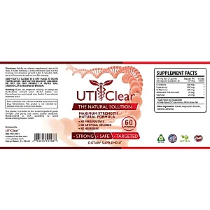 UTI Clear - Urinary Tract Support- 100% Pure Key Ingredients – Cranberry, Lingonberry, D-Mannose, Berberine & Uva Ursi - 1 Bottle
