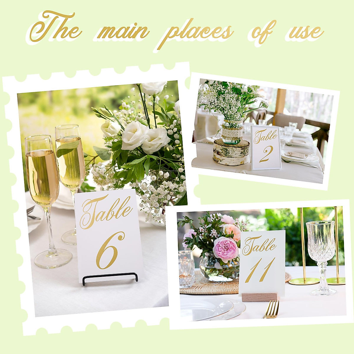 Generic Wedding Table Numbers 1-20| Gold Table Numbers for Party, Centerpiece, Wedding Reception, Birthday, Anniversry - Elegant Seating Chart Display Cards for Table Number Holders
