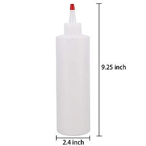 Bekith 12-pack 16 Ounce Plastic Squeeze Condiment Bottles with Red Tip Cap - Squirt Bottle For Ketchup, BBQ, Sauces, Syrup, Condiments, Dressings, Arts and Crafts