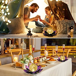 QZZP Solar Lights Outdoor Garden Decor,Crackle Globe Glass Decoration,Outside Waterproof Purple Metal Lotus Flower for Pathway,Walkway,Patio,Yard,Lawn,Tabletop,Ground