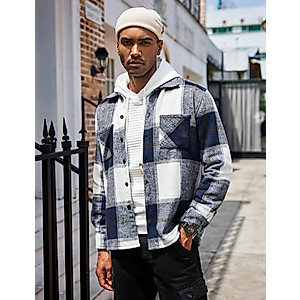 COOFANDY Mens Casual Jacket Lightweight Flannel Plaid Shirts Button Down Shirt for Daily Wear