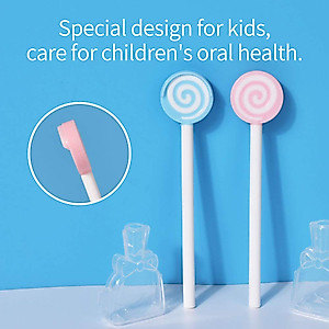 Y-Kelin Kids Tongue Scraper for Ages 2-8, 100% BPA-Free Silicone Cleaner – Cute Lollipop with Easy-to-Grasp Handles and Smiley Covers, Helps Freshen Bad Breath, Pack of 2