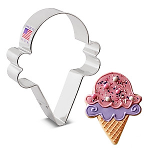 Ice Cream Cone Cookie Cutter, 4" Made in USA by Ann Clark