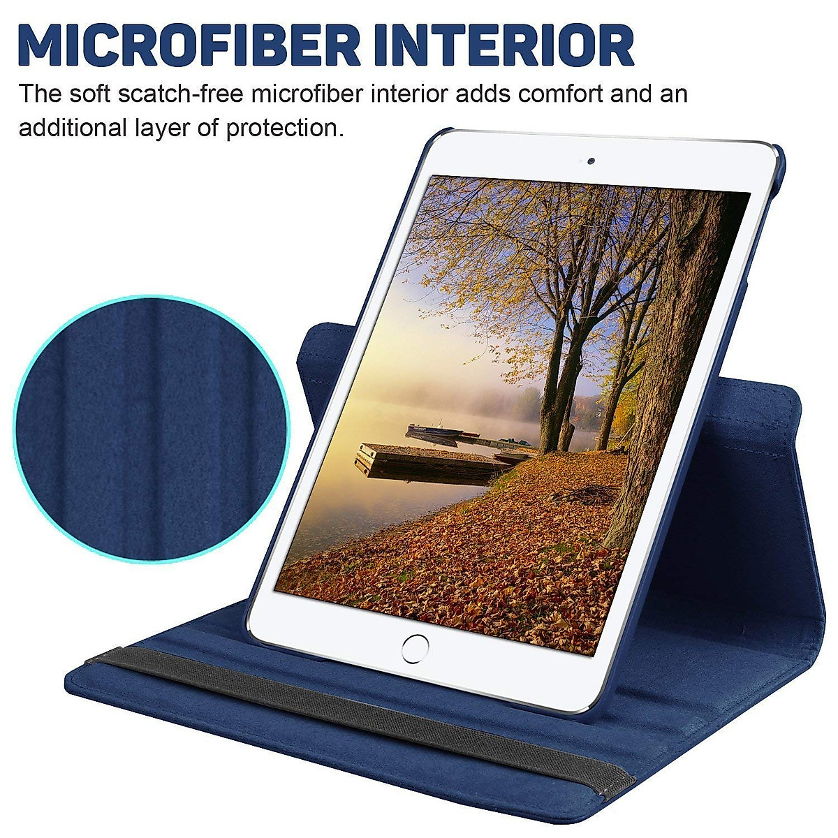 Newraturner Case for iPad 2/3/4 Case - 360 Degree Rotating Stand Smart Case Protective Cover with Auto Wake Up/Sleep Feature for Apple iPad 4, iPad 3 & iPad 2(Navy)