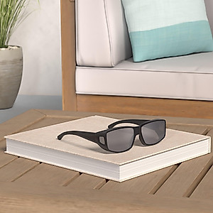 The Fresh High Definition Polarized Wrap Around Shield Sunglasses for Prescription Glasses - Gift Box Package (F701-Black, Grey(Including side lens))