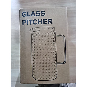 Luvan Glass Pitcher, 68oz Water Pitcher with Lid and Spout, Wide-Mouth Iced Tea Pitcher, Easy Clean High Heat Resistant Borosilicate Glass Jug for Juice, Milk, Cold or Hot Beverages ( 2.0L)