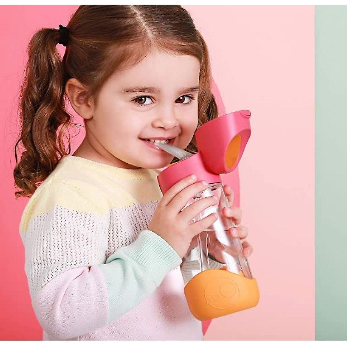 b.box 15oz Tritan Drink Bottle: Modern Water Bottle with Flip Straw for Toddlers & Kids. Spill Proof, Leak Proof, BPA Free. Great for School/Daycare or Next Step after Sippy Cups (Ocean Breeze)