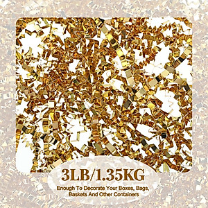 Fulmoon 1 Bag 3 lb/1.35 kg Shredded Paper for Gift Box Crinkle Cut Paper Glitter Shredded Filler Shiny Paper Filler for Gift Wrapping Basket Filling Birthday Wedding Christmas (Gold)