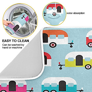 ALAZA Dish Drying Mat, Happy Camper Caravan Super Absorbent Reversible Rack Pads Kitchen Counter Mat 18 x 24 inch