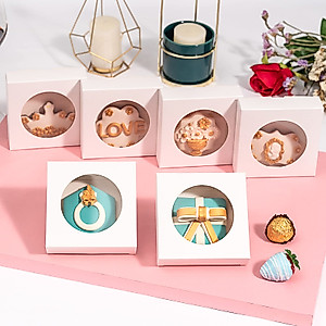 RomanticBaking 50 Pack Single Cookies Boxes 4 3/8" x 4 3/8" x 1 1/5" Bakery Boxes for Wedding Favors Party