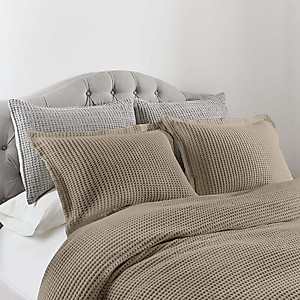 Levtex Home - Mills Waffle Beige Fawn Duvet Cover Set - Full/Queen Duvet Cover + Two Standard Pillow Cases - Beige Fawn Waffle Weave - Duvet Cover (90 x 94in.) and Pillow Case (26 x 20in.) - Cotton