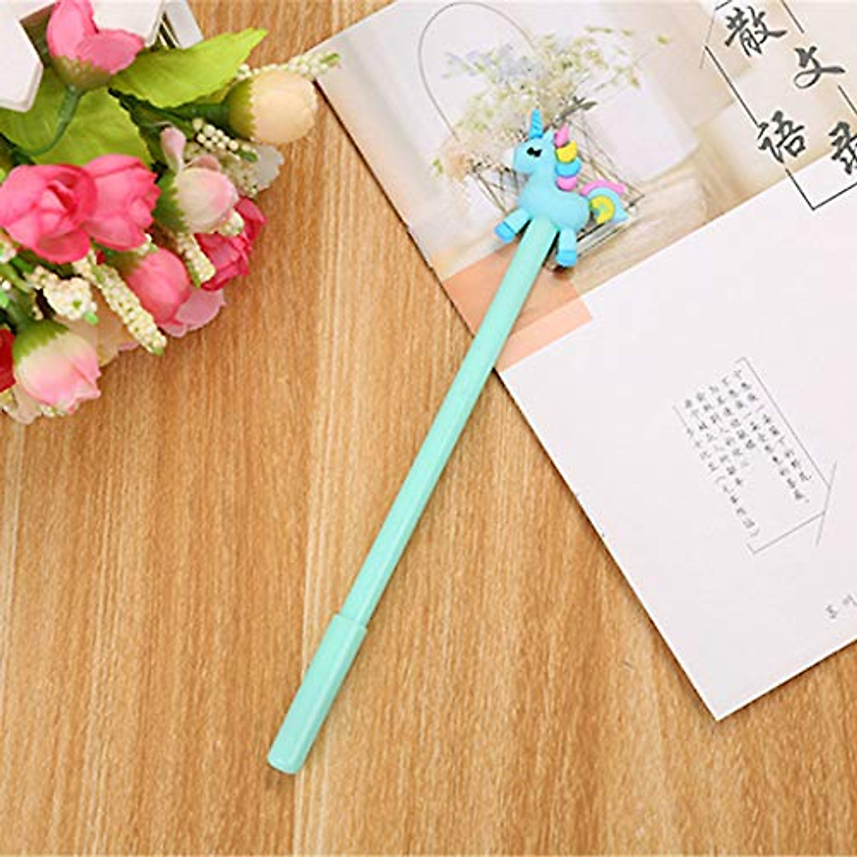 WIN-MARKET Animal Horse Gel Ink Pen Cute Kawaii Black Writing Pens Ballpoint Black Ink Gel Pen Party Gift Gel Ink Pens Funny School Stationery Office Supplies(6PCS)