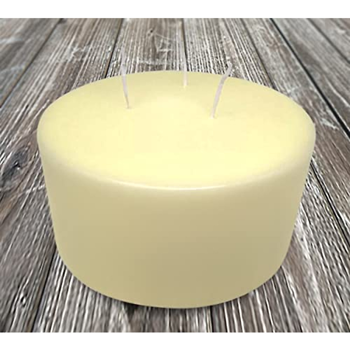 HYOOLA Ivory Three Wick Large Candle - 6 x 3 Inch - Unscented Big Pillar Candles - 62 Hour - European Made