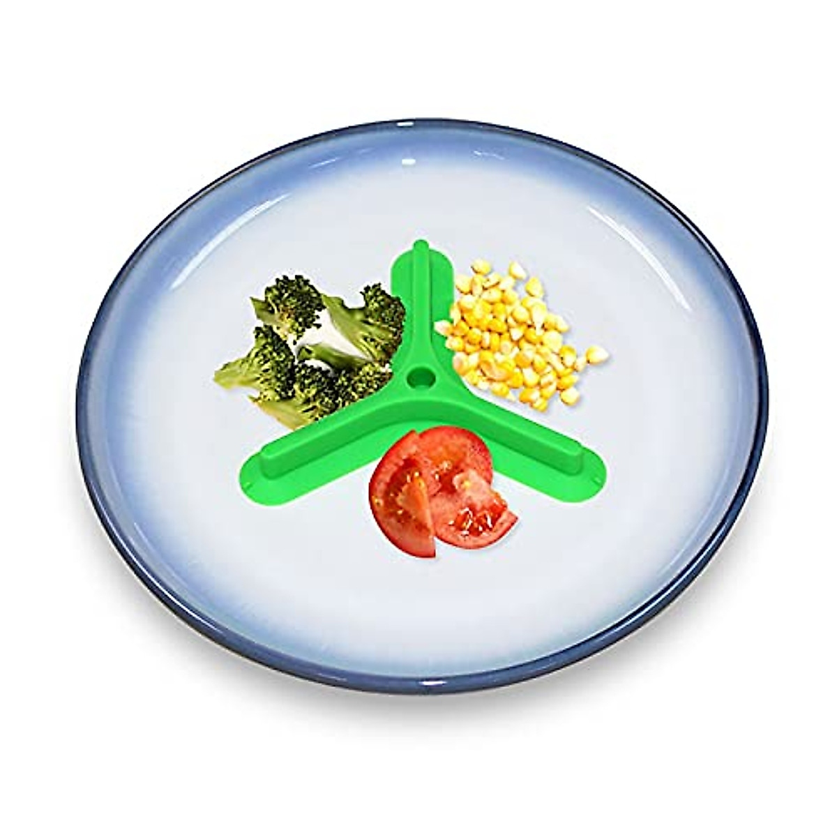 Tomppy Microwave Food Storage Tray Divider Free Silicone Food Plate Separator Controlled Meals for Teens and Adults On-The-Go BPA-Free Food-Safe Materials (Green, 1pc)