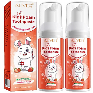 Kids Strawberry Foaming Toothpaste, Anti-Cavity Fluoride, Great Tasting, Safe and Effective, 360ºCare for Mouth, for Children Kids Age for 3 and Up, 2 PCS