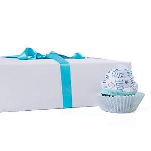 Lily and Page Baby Boy Gift Basket, Newborn Boys Bodysuits Cupcake Essential Shower Gift Set