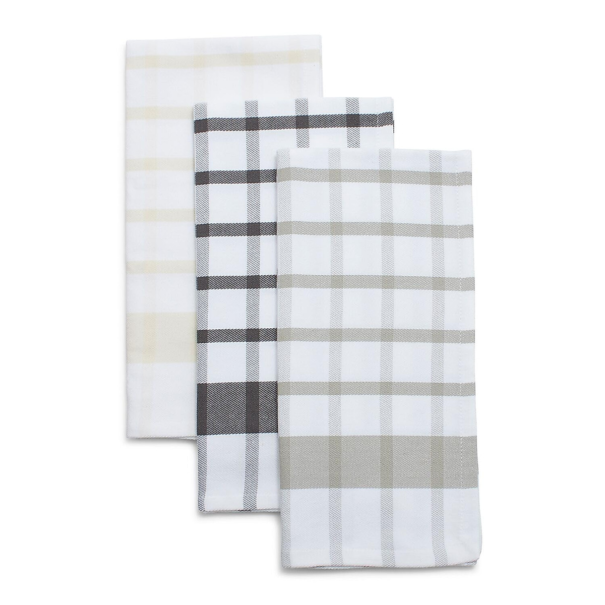 Sur La Table Plaid Twill Kitchen Towels, Set of 3, Gray