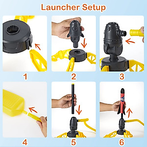 Rocket Toy Outdoor Rocket Launcher for Kids, Shoots Up to 100 Feet, 6 Colorful Rockets and 3 Planes with 2 Sturdy Launcher Toy Stand, Birthday Gift for Boys Girls Age 3-12