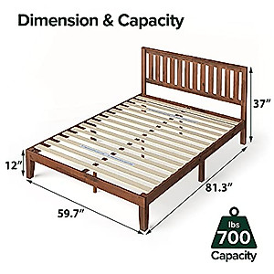 ZINUS Vivek Wood Platform Bed Frame with Headboard / Wood Slat Support / No Box Spring Needed / Easy Assembly, Queen