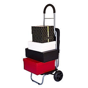 dbest products Trolley Dolly with Seat, Black Shopping Grocery Foldable Cart Tailgate