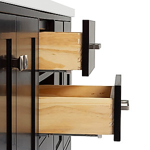 ARIEL Double Bathroom Vanity 73" Espresso with 1.5" Edge Pure White Quartz Countertop & Backsplash, Center Oval Sinks, 4 Soft Closing Doors, 6 Full Extension Dovetail Drawers, Brushed Nickel