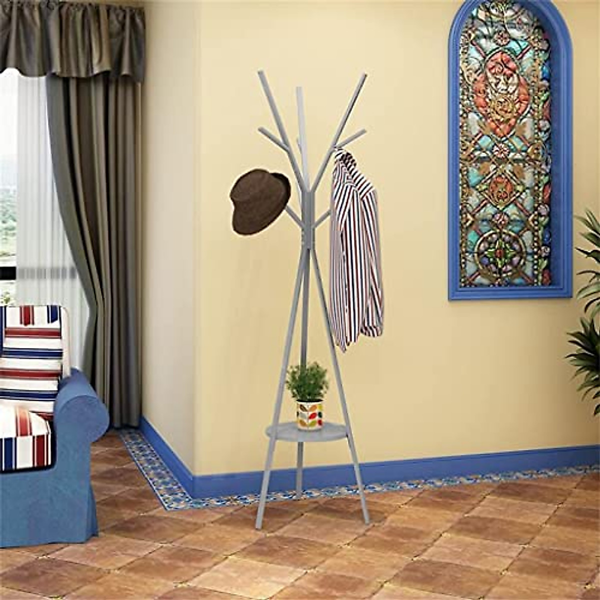 ZHYH Iron Clothes Hanger Hat Rack 9 Hooks + 1 Rack Clothes Organizer for Home Bedroom