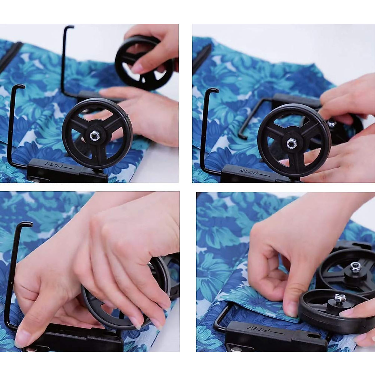 Cowinbest Collapsible Trolley Bags Folding Shopping Bag with Wheels Foldable Shopping Cart Reusable Shopping Bags Grocery Bags Shopping Trolley Bag on Wheels(Blue) Large