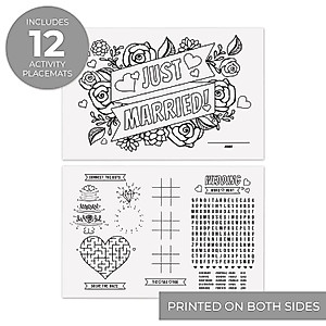 Wedding Themed Coloring Activity Placemats / 12 Wedding Coloring Sheets / 11" x 17" Kids Drawing Paper/Disposable Placemats