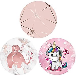 Multifunction Cell Phone Stands and Grips for Smartphones and Tablets Holder - Geometric Unicorn Elephant Marble Rose Gold Pink 3 Pack
