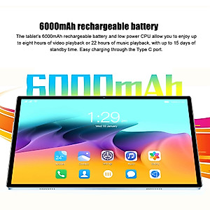 10.1 Inch Tablet PC, USB C Calling Tablet, 8G RAM 256G ROM, Octa Core Tablets, 1080P IPS HD Touch Screen, 20MP Camera, 2.4G/5G WiFi, 6000mAh Battery, 11, Blue